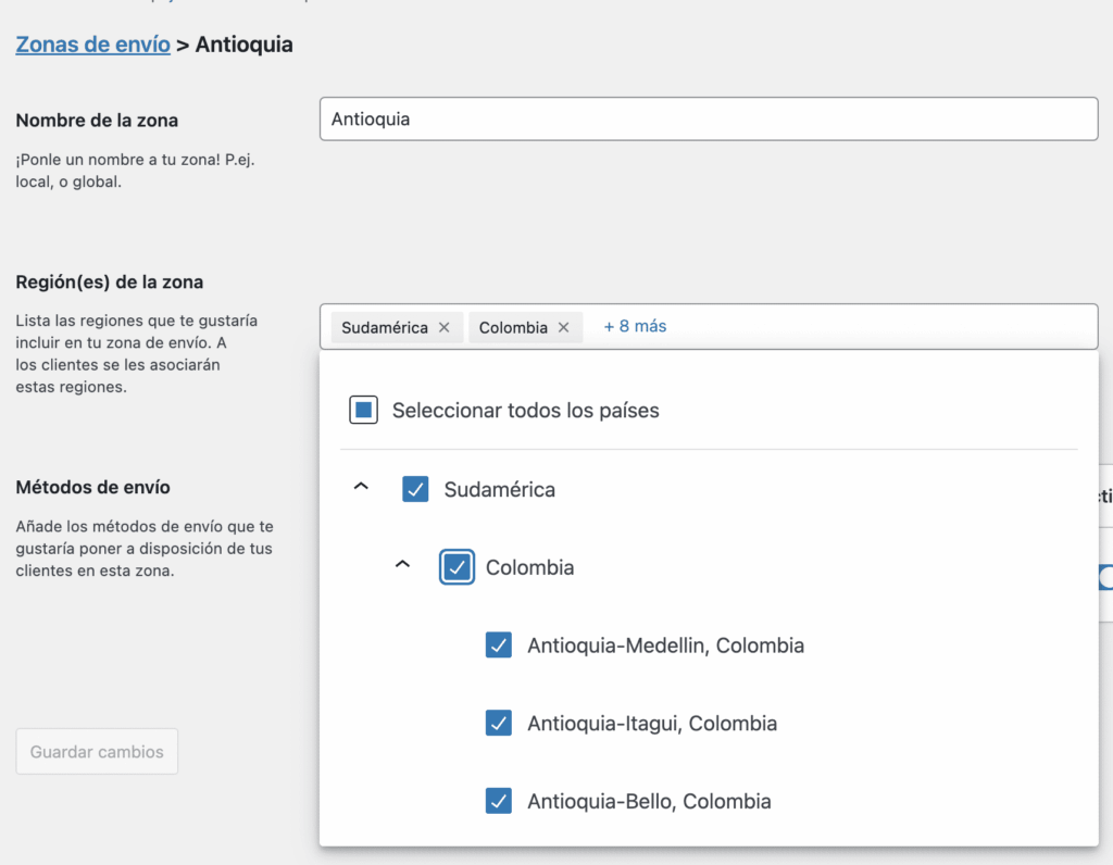 Configura Zonas de Envío WooCommerce Colombia